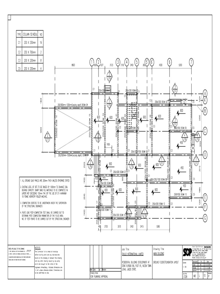 Sheet - 10 - Ground Floor-Foundation Layout | Download Free PDF | Beam ...