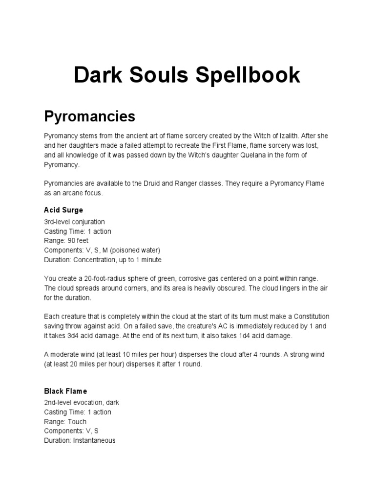Dark Souls Spellbook | PDF