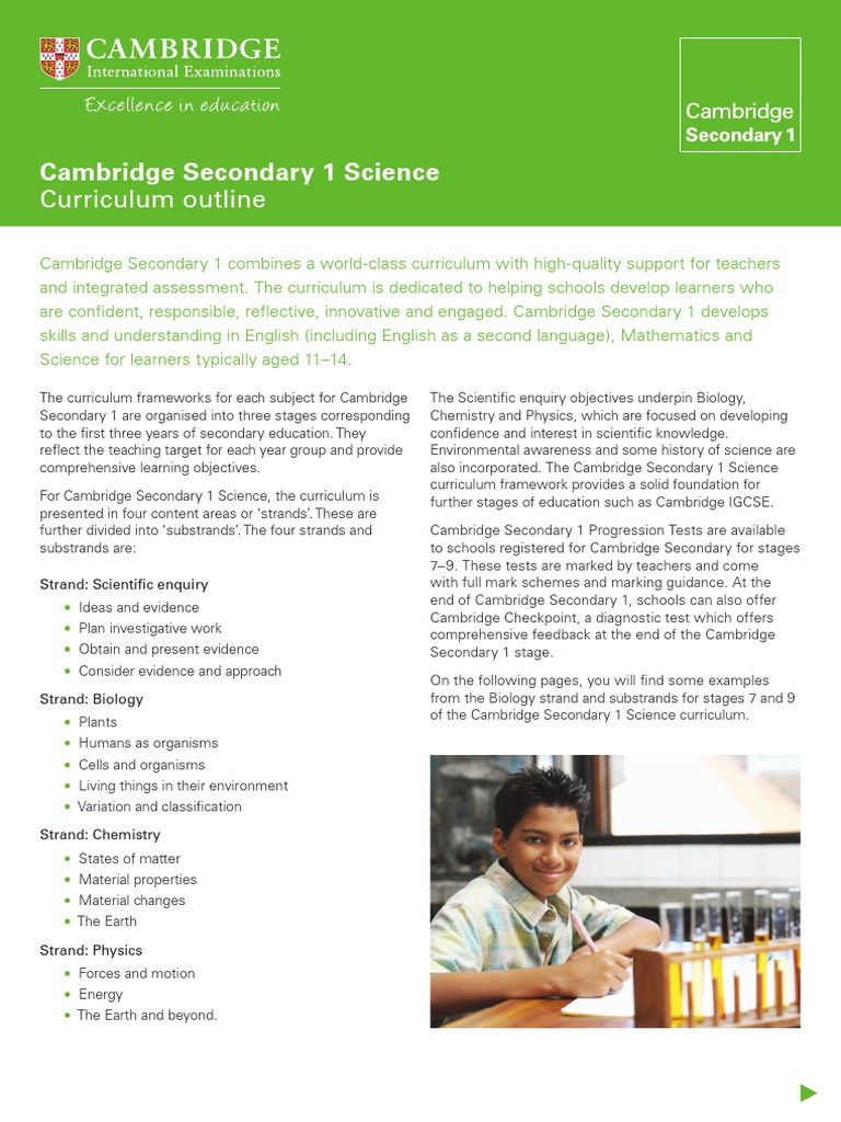 Cambridge Lower Secondary Science Curriculum Outline | PDF | Life | Ecology
