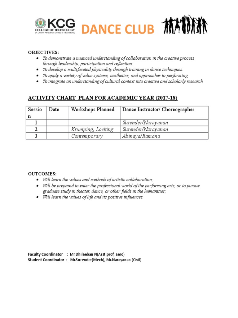 Dance Club Objectives & Activities | PDF