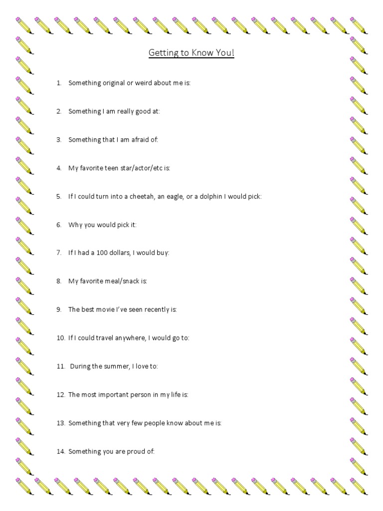 Getting To Know You! | PDF