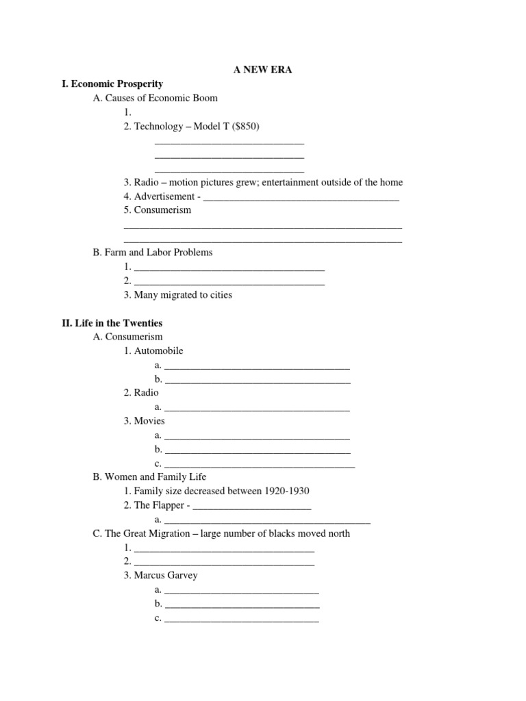 A NEW ERA Note Outline | PDF | Consumerism | The United States