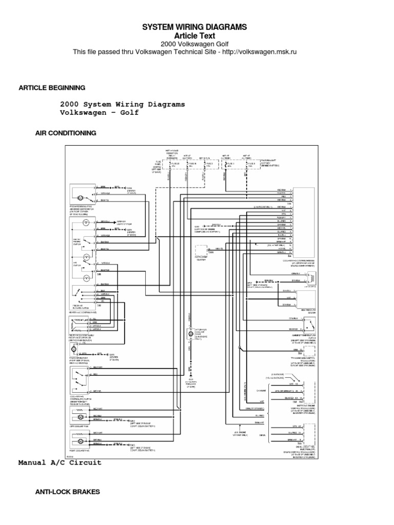 Golf 4 Electrical Wiring Diagrams | PDF | Trunk (Car) | Volkswagen