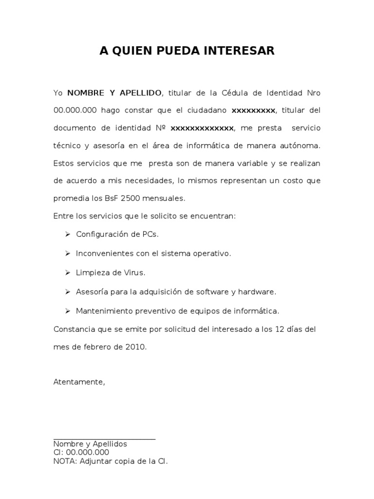 Modelo Carta Para Clientes