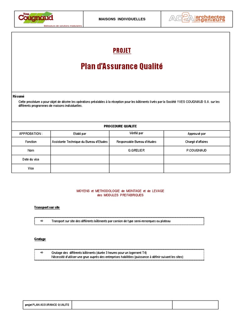 Plan d'Assurance Qualité BTP | PDF | Industries | Science