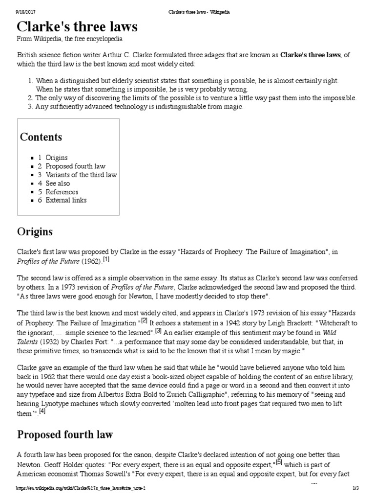 Clarke's Three Laws - Wikipedia | PDF | Science | Science (General)