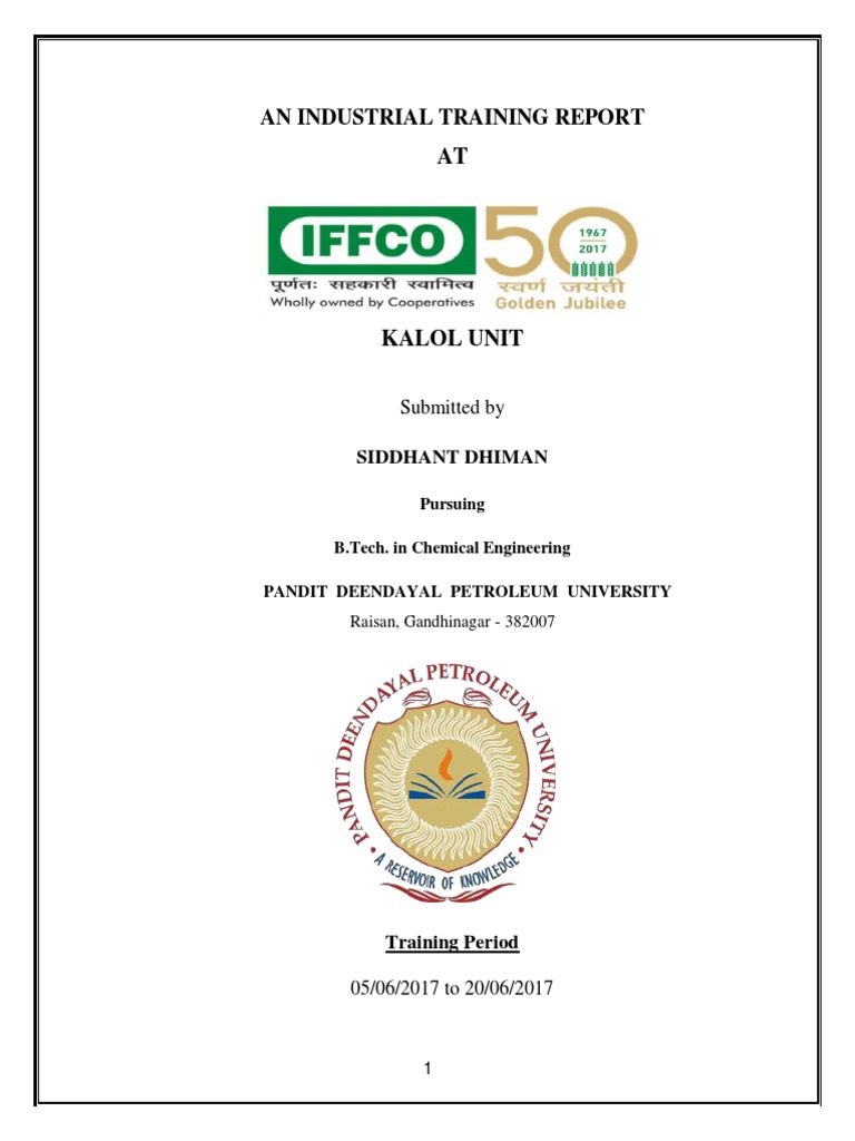 IFFCO Kalol Internship Report | PDF | Urea | Natural Gas