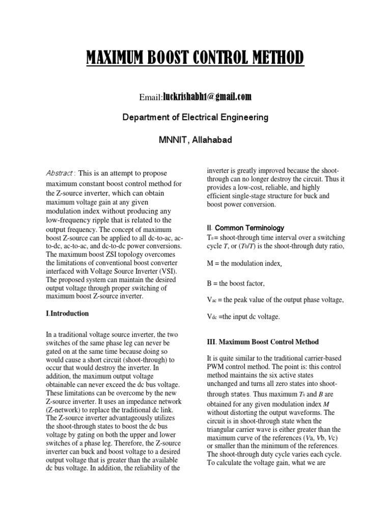 Maximum Boost Control Method | PDF | Power Inverter | Electrical ...