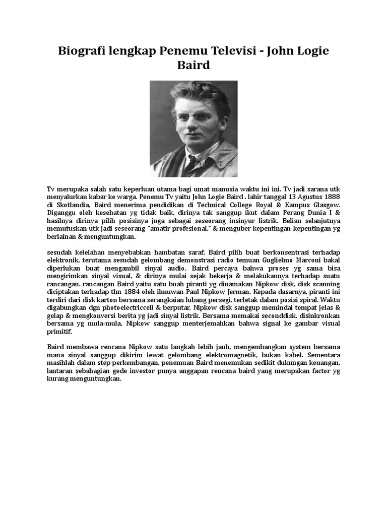 Biografi Lengkap Penemu Televisi | PDF | Ilmu Sosial | Perjalanan