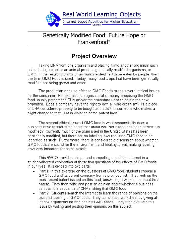 Genetically Modified Food: Future Hope or Frankenfood?: Project ...