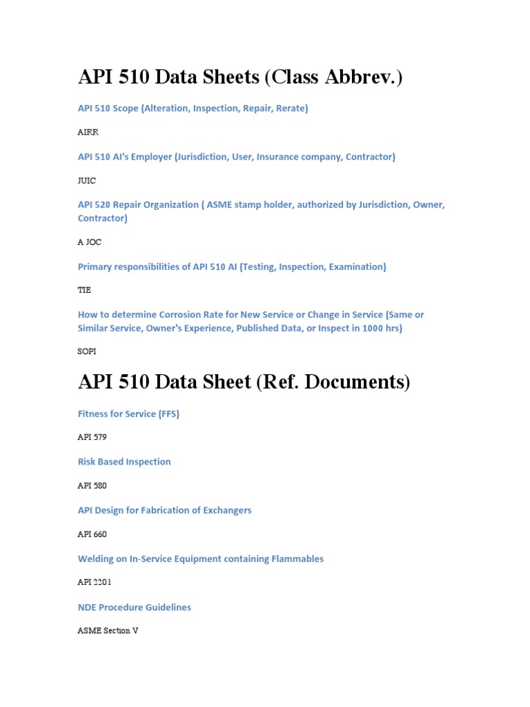 API 510 Data Sheets PDF | PDF | Welding | Construction