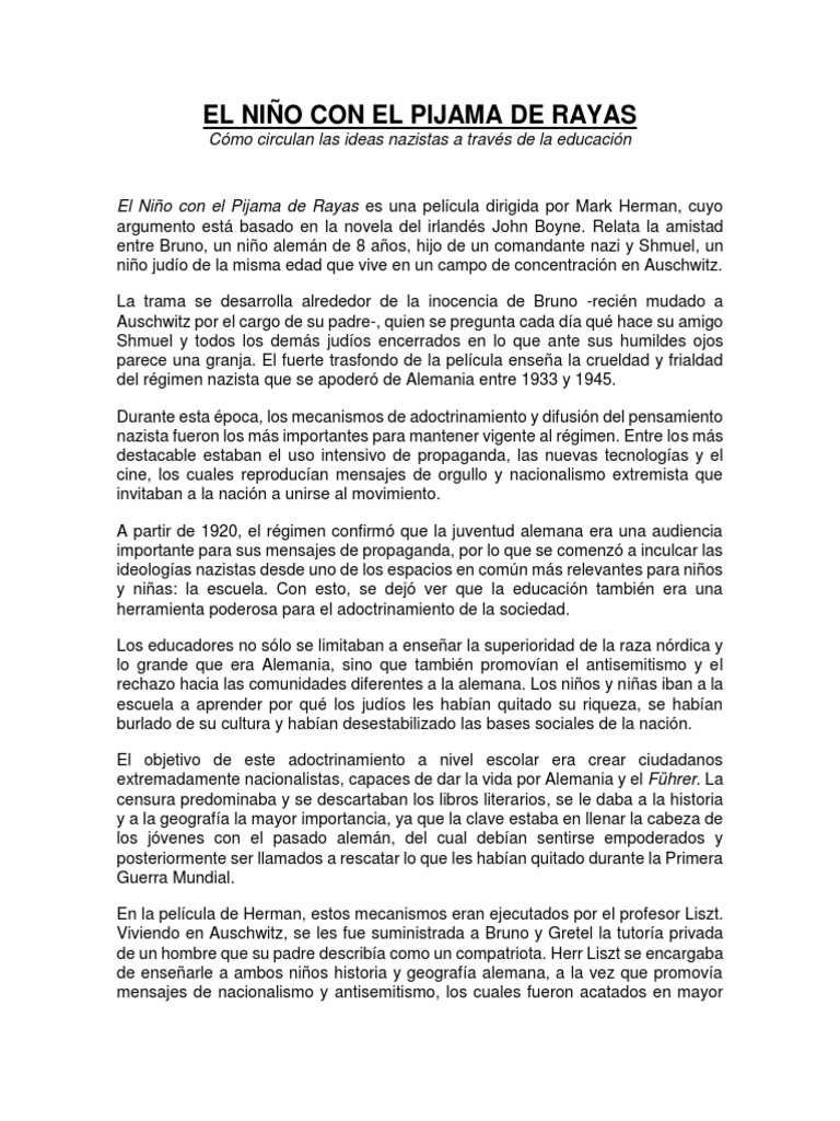 La Educación Nazi de El Niño Con El Pijama de Rayas | PDF | nazismo ...