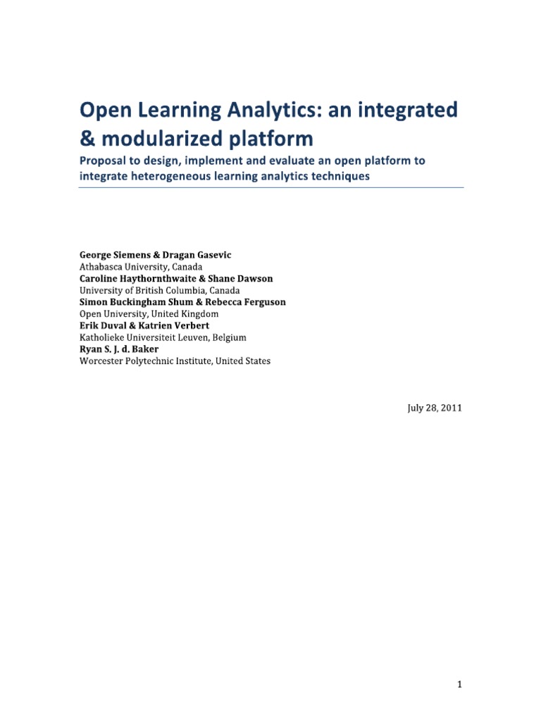 Open Learning Analytics. An Integrated & Modularized Platform | PDF