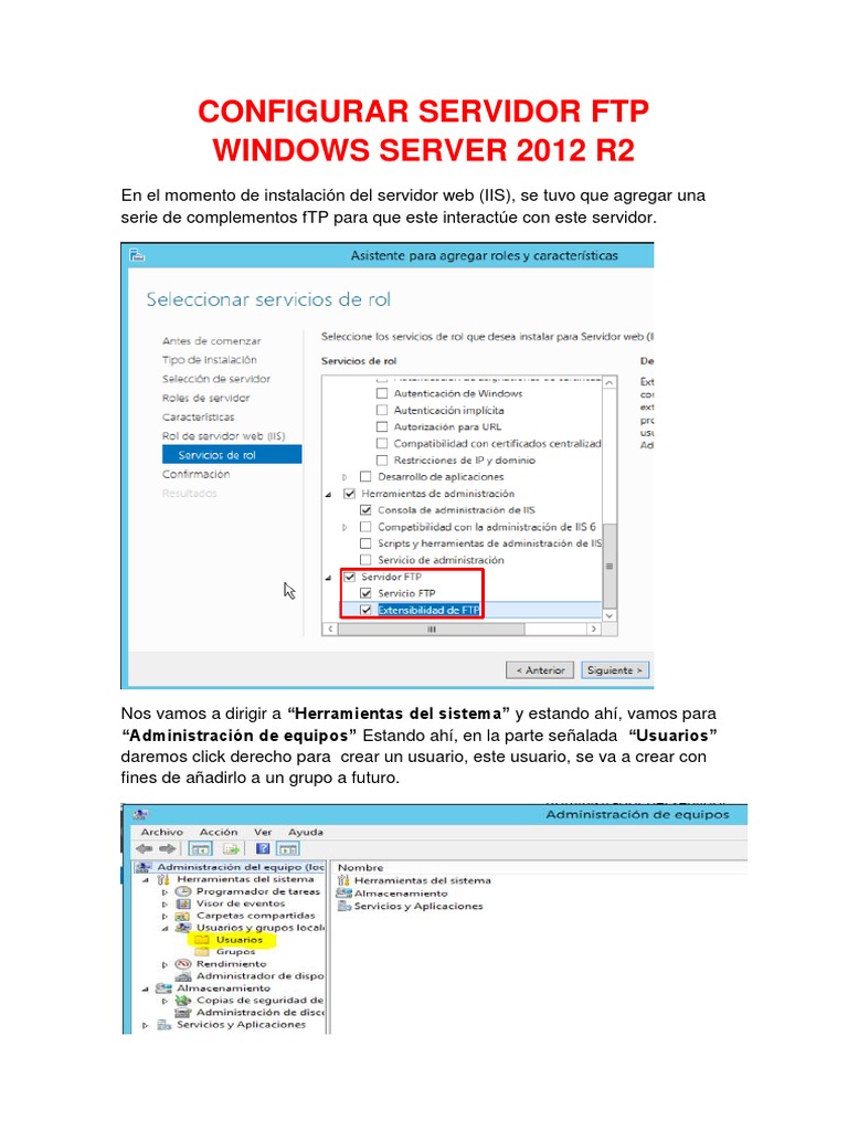 Configurar Servidor FTP Windows Server 2012 r2 | PDF | Protocolo de transferencia de archivos ...
