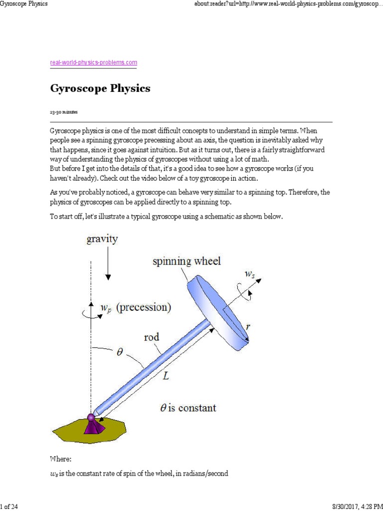 Gyroscope Physics | PDF | Rotation Around A Fixed Axis | Angular Momentum