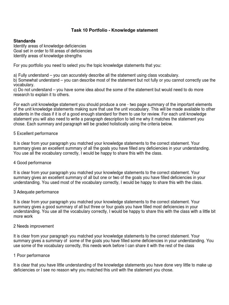 Knowledge Statement | PDF | Vocabulary | Paragraph