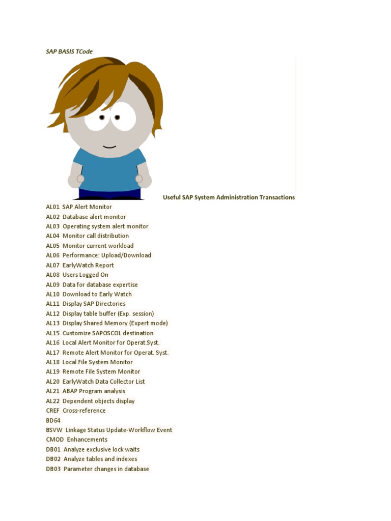Sap Basis Tcode: Useful SAP System Administration Transactions | PDF | Databases | Information ...