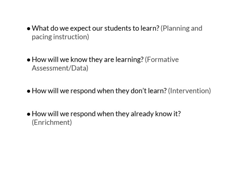 4 Guiding Questions of A PLC | PDF