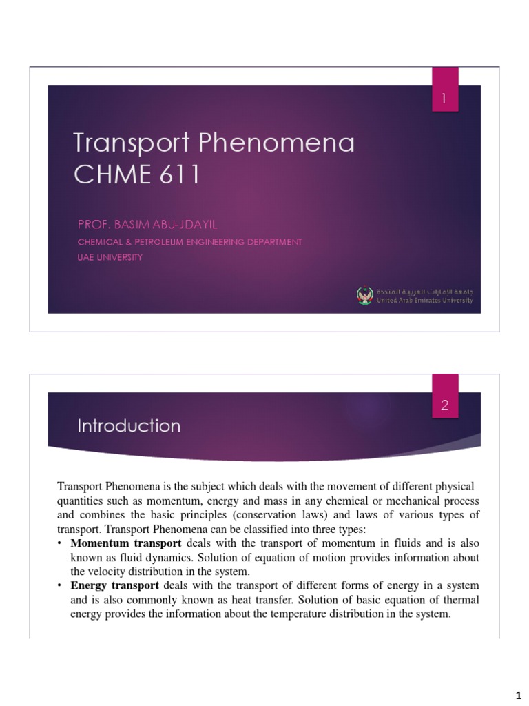 Transport Phenomena 1 | PDF | Transport Phenomena | Fluid Dynamics