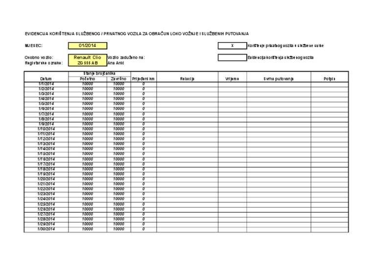 Vozila Evidencija KM | PDF