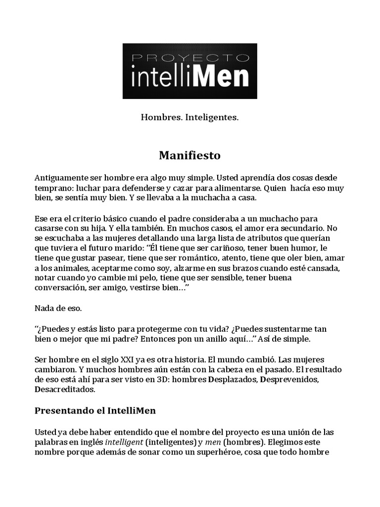 Manifiesto IntelliMen 1 | PDF