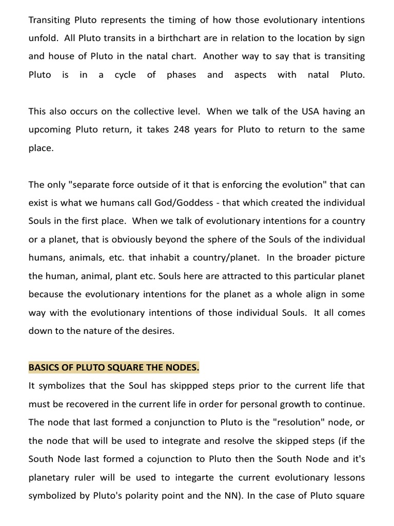 Basics of Pluto Square The Nodes | PDF | Pluto | Soul