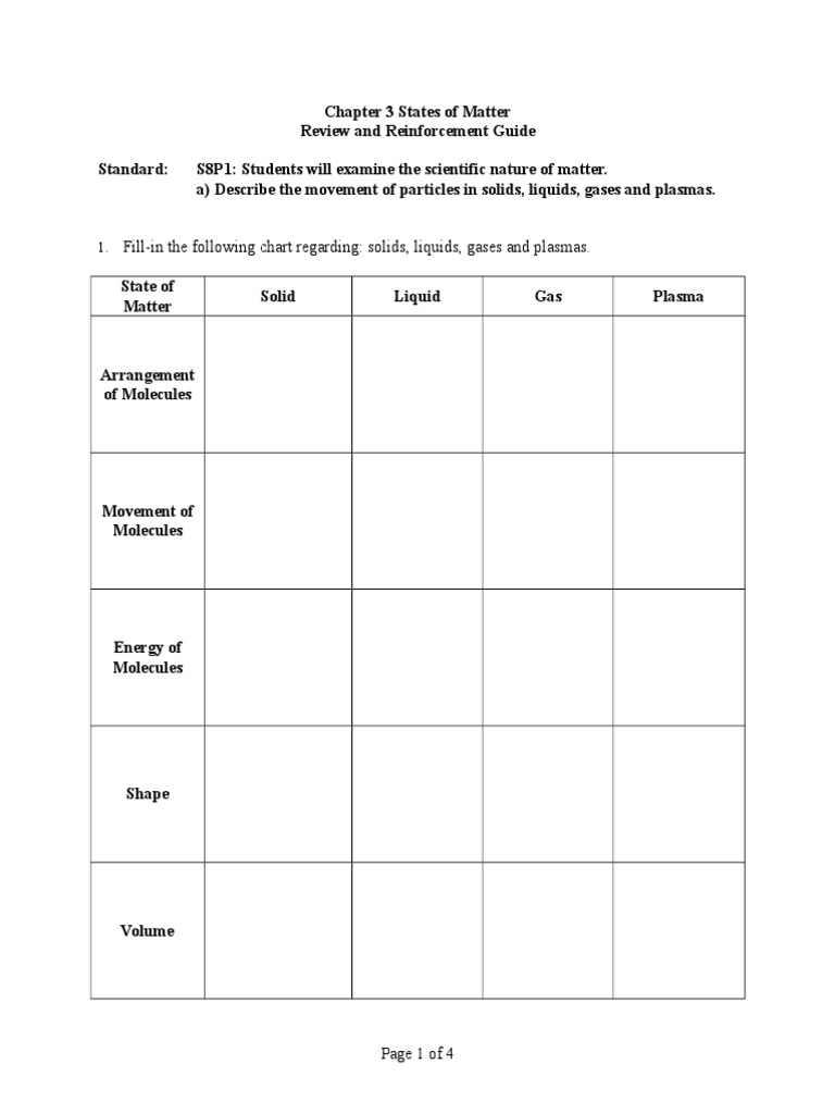 States of Matter Review and Reinforcement Guide 2ntd6v2 | PDF