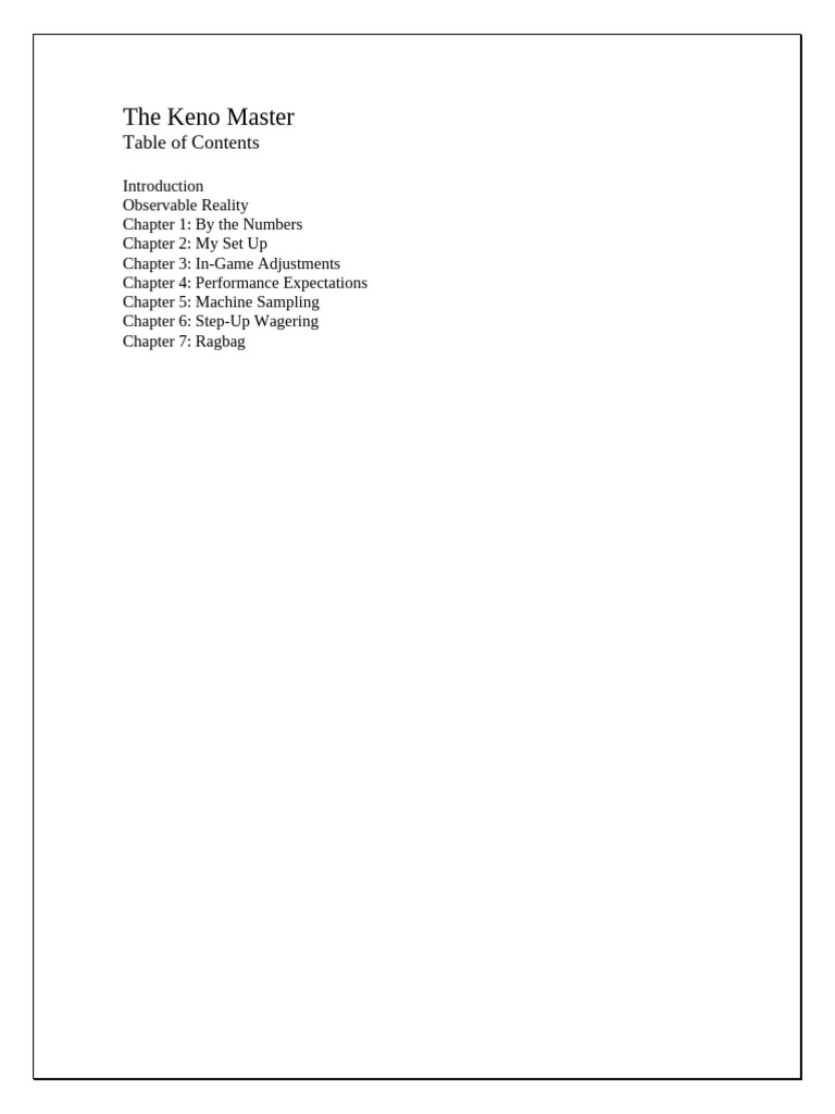 Keno Master | Odds | Gambling