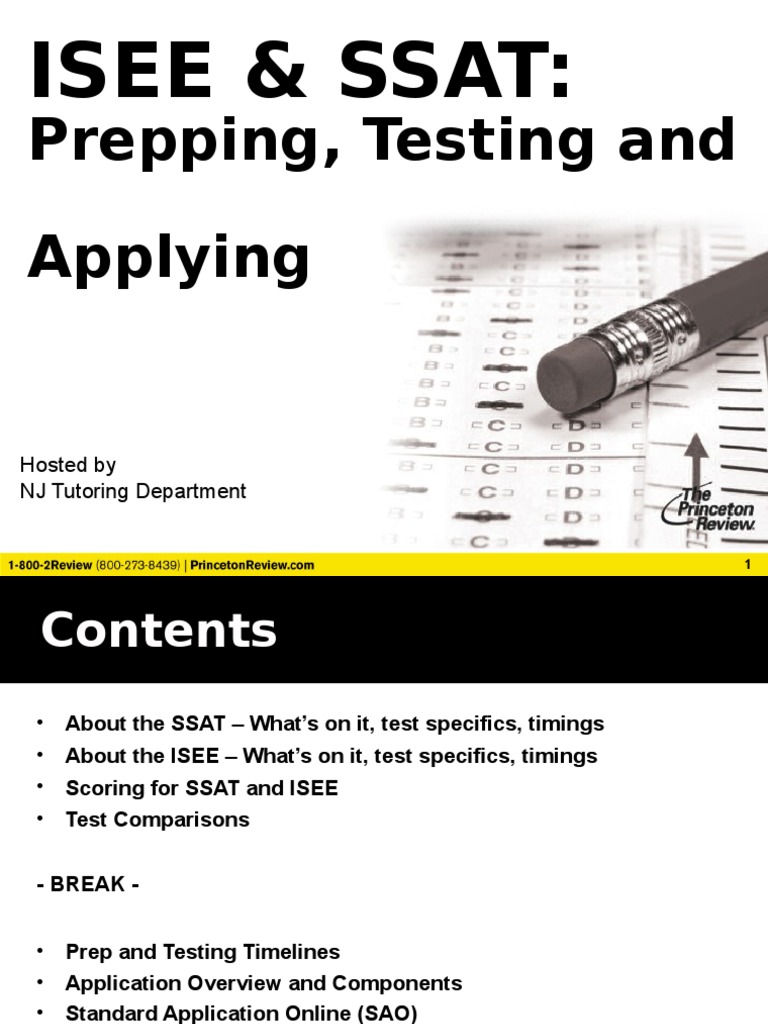Ssat and Isee Presentation | PDF | Tests | Data Collection