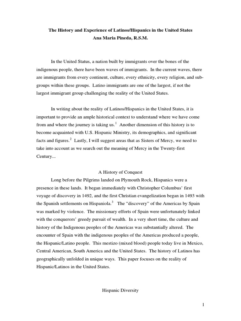 The History and Experience of Latinos/Hispanics in The United States ...