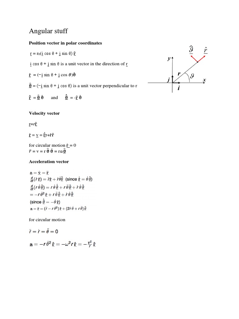 Position Vector in Polar Coordinates | PDF