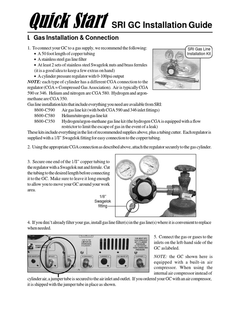 Quick Start: SRI GC Installation Guide | PDF | Gas Chromatography | Syringe