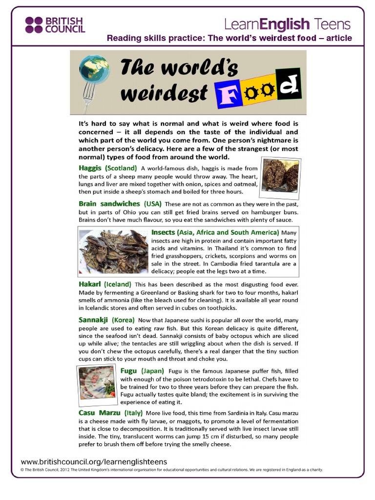 The Worlds Weirdest Food - Article 1 | PDF