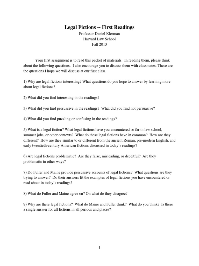Legal Fictions - First Readings | PDF | Conversion (Law) | Pleading