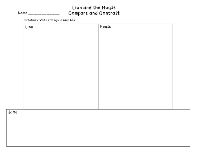 Lion and Mouse: Compare and Contrast | PDF | Teaching Methods & Materials