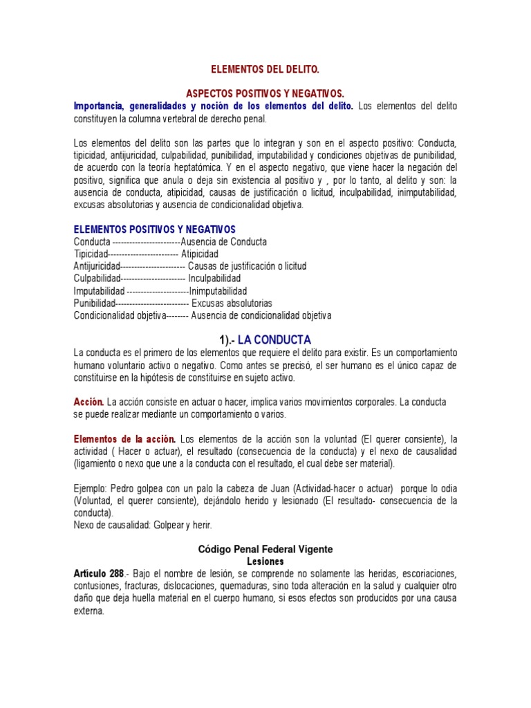 Elementos del Delito: Análisis y Tipos | PDF | Delito | Derecho penal