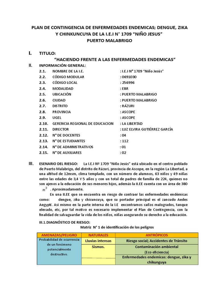002-Plan Dengue | PDF | Agua | Riesgo