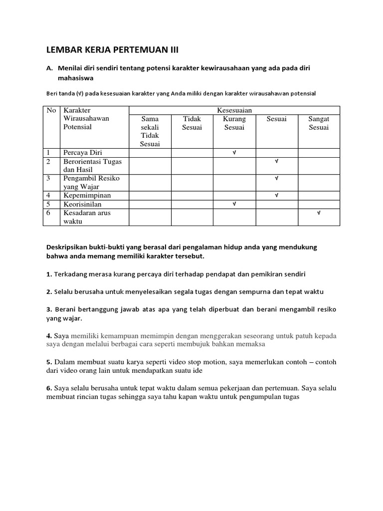Lembar Kerja Pertemuan III | PDF