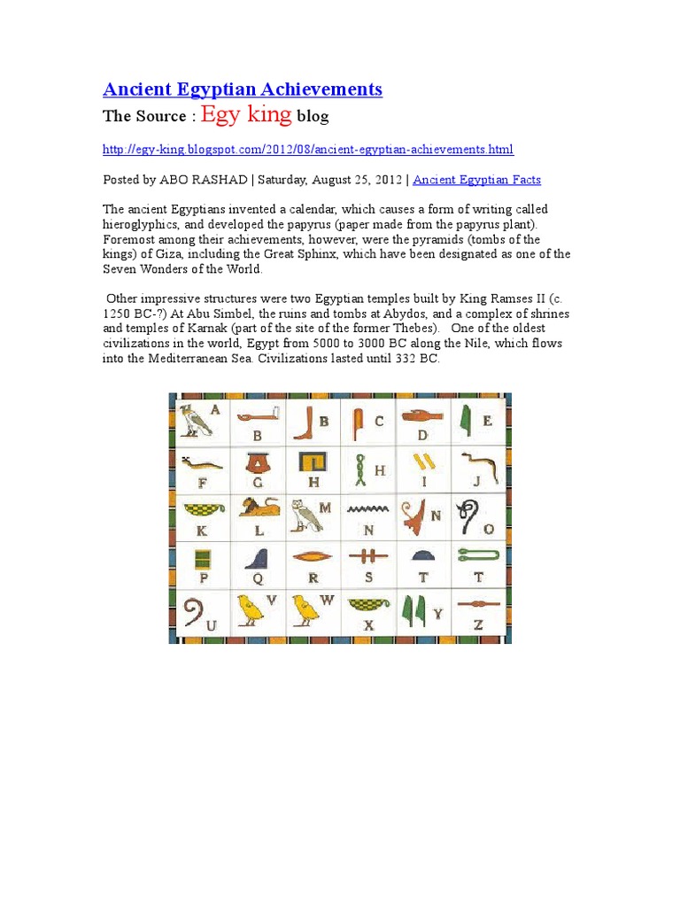 Ancient Egyptian Achievements | PDF | Ancient Egypt | Egyptian Pyramids