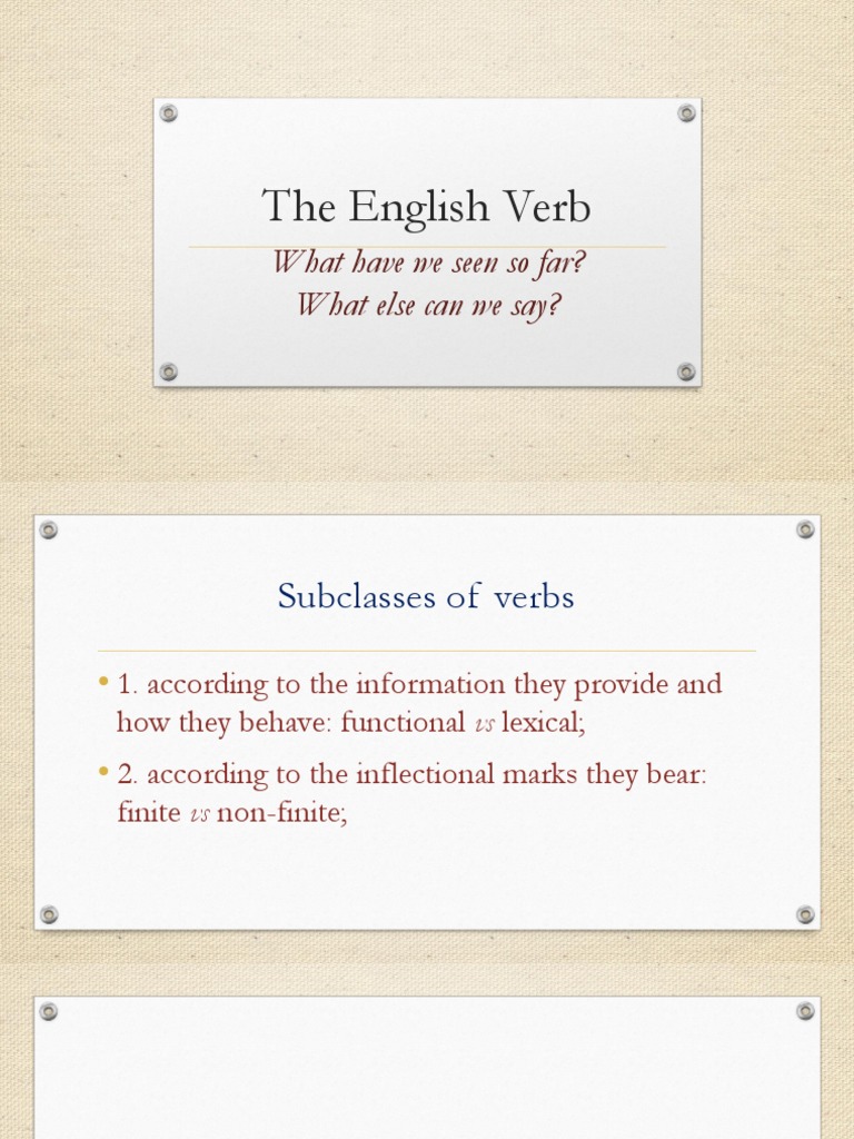 6 Subclasses of Verbs | PDF | Verb | Language Mechanics