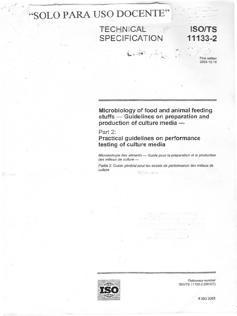 Norma ISO TS 11133 2 2003 E 1 PDF | PDF