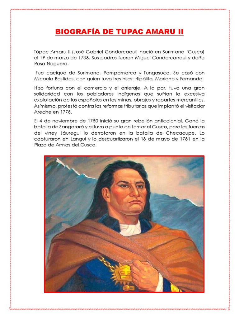 Biografía de Tupac Amaru II | Antiguas colonias españolas ...