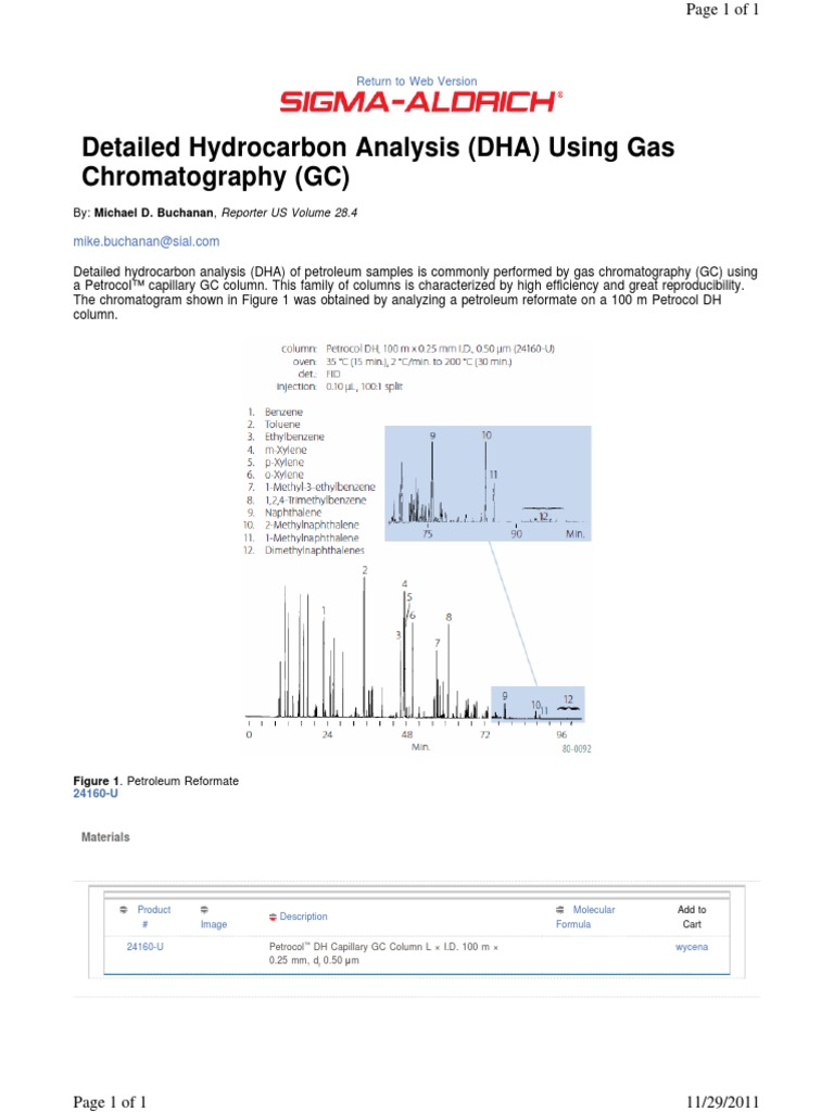 Detailed Hydrocarbon Analysis (DHA) Using Gas Chromatography (GC) | PDF ...
