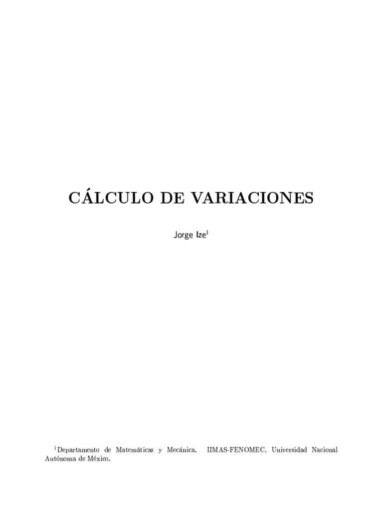 Calculo de Variaciones Jorge Ize PDF | PDF