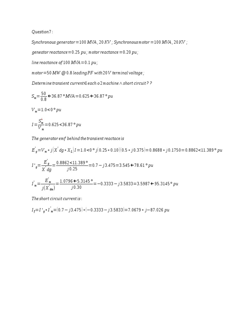Synchronous Generator 100 MVA, 20 KV Synchronousmotor 100 MVA, 20 KV | PDF