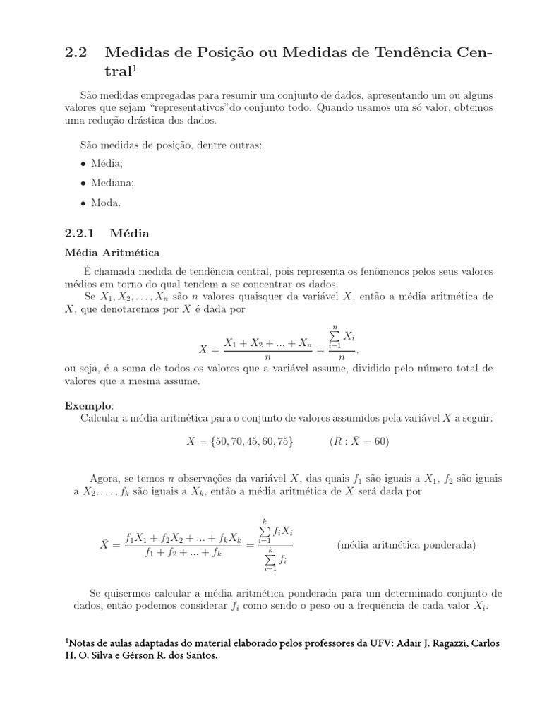 3 Medidas Descritivas | PDF | Modo (Estatística) | Desvio padrão