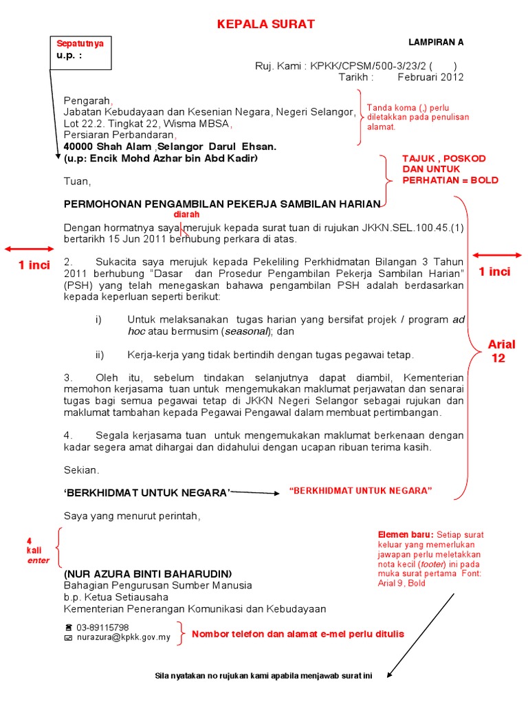 Contoh Surat Rasmi 2012 | PDF