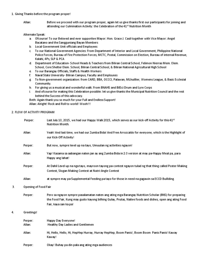 Script Culmination Activity | Philippines | Government | Free 30-day ...