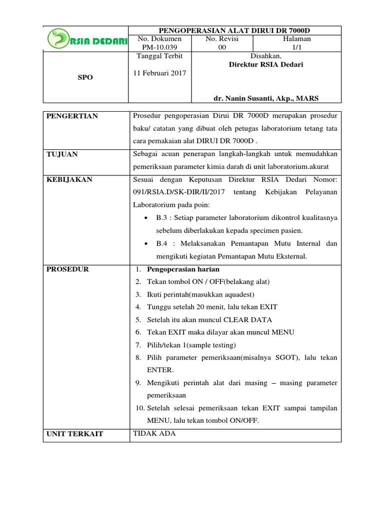 Pengoperasian Alat Dirui DR 7000d | PDF