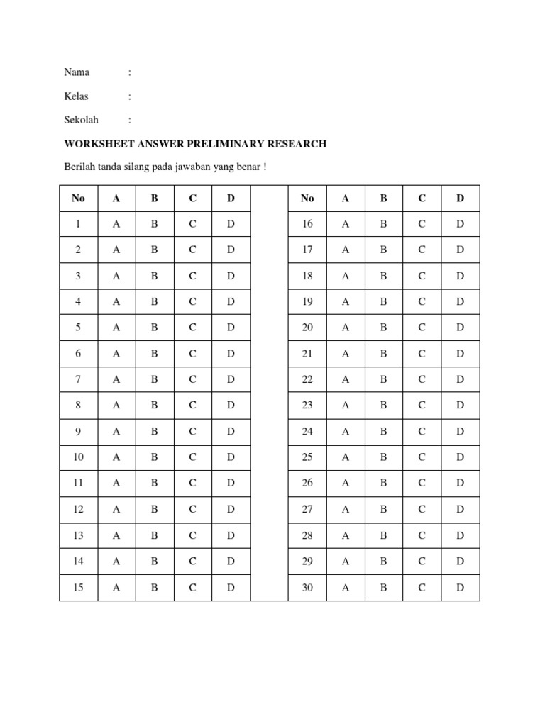 Worksheet Answer Preliminary Research | PDF